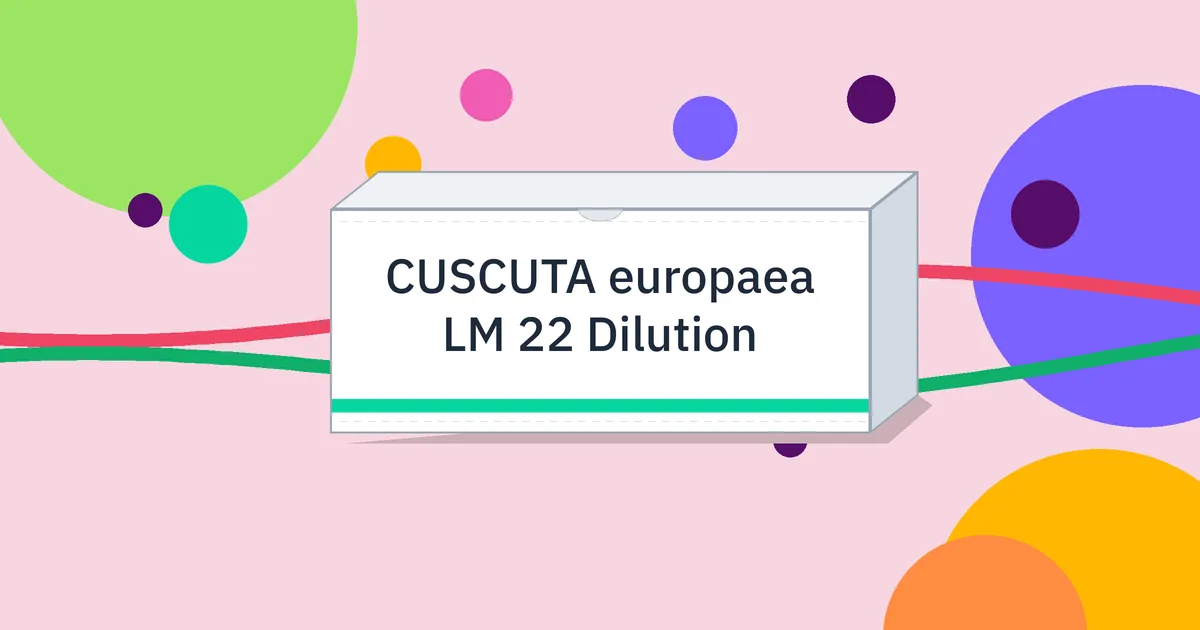 Symbolbild: Packung mit der Aufschrift CUSCUTA europaea LM 22 Dilution (PZN 13459237) – Verfügbarkeit und Bezug in Apotheken in Frankfurt am Main