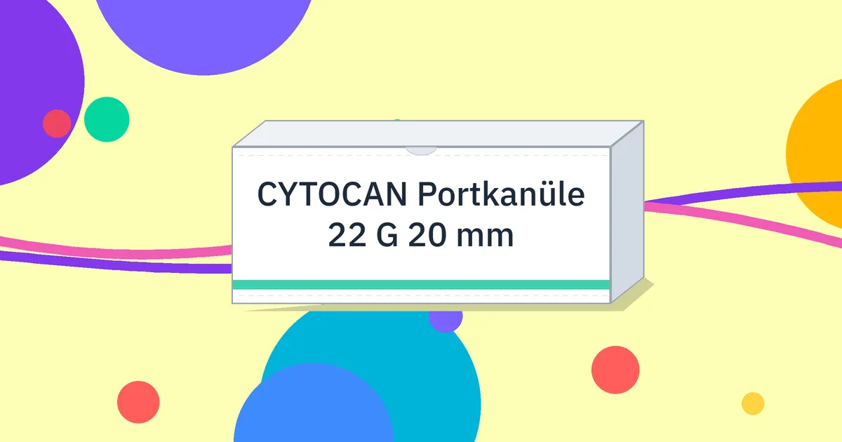 Symbolbild: Packung mit der Aufschrift CYTOCAN Portkanüle 22 G 20 mm (PZN 03429229) – Verfügbarkeit und Bezug in Apotheken in Frankfurt am Main