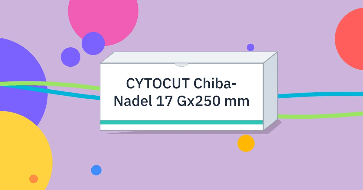 Symbolbild: Packung mit der Aufschrift CYTOCUT Chiba-Nadel 17 Gx250 mm (PZN 19735098) – Verfügbarkeit und Bezug in Apotheken in Frankfurt am Main