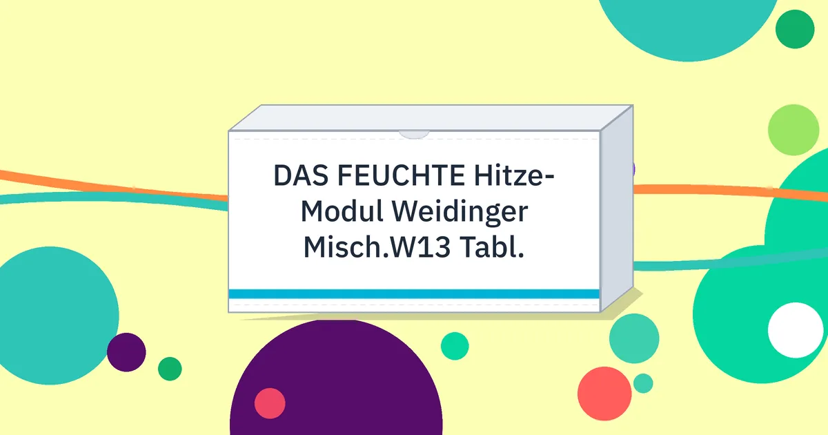 Symbolbild: Packung mit der Aufschrift DAS FEUCHTE Hitze-Modul Weidinger Misch.W13 Tabl. (PZN 13867605) – Verfügbarkeit und Bezug in Apotheken in Frankfurt am Main
