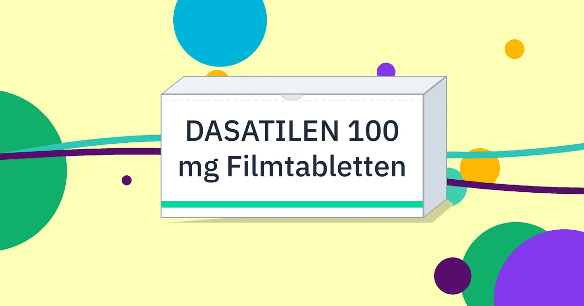 Symbolbild: Packung mit der Aufschrift DASATILEN 100 mg Filmtabletten (PZN 16138137) – Verfügbarkeit und Bezug in Apotheken in Frankfurt am Main