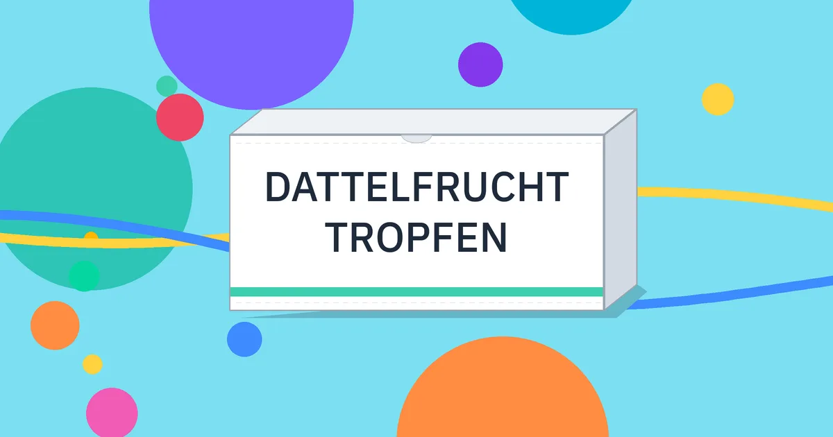 Symbolbild: Packung mit der Aufschrift DATTELFRUCHT TROPFEN (PZN 15230869) – Verfügbarkeit und Bezug in Apotheken in Frankfurt am Main