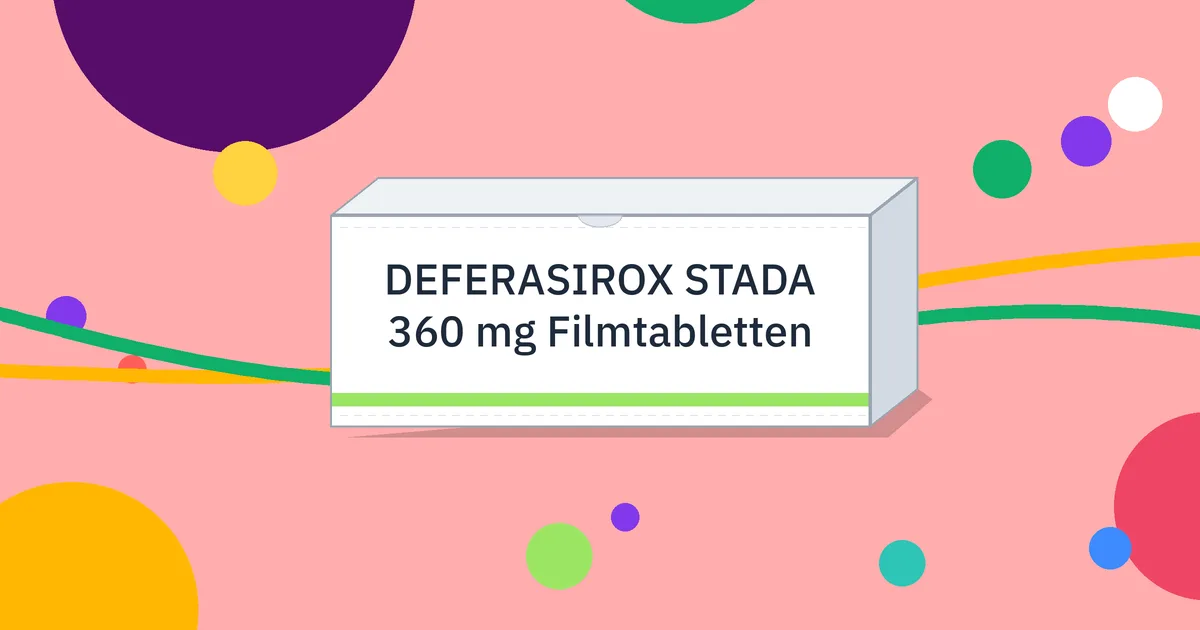 Symbolbild: Packung mit der Aufschrift DEFERASIROX STADA 360 mg Filmtabletten (PZN 17273535) – Verfügbarkeit und Bezug in Apotheken in Frankfurt am Main