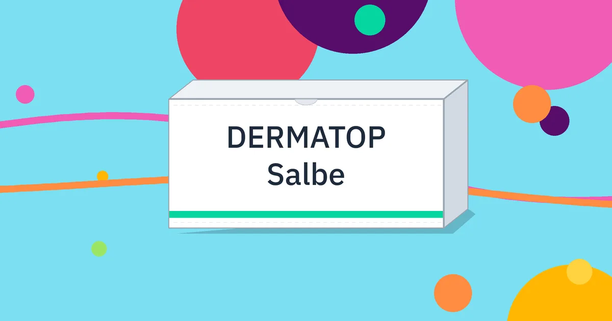 Symbolbild: Packung mit der Aufschrift DERMATOP Salbe (PZN 03112892) – Verfügbarkeit und Bezug in Apotheken in Frankfurt am Main