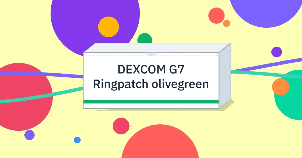 Symbolbild: Packung mit der Aufschrift DEXCOM G7 Ringpatch olivegreen (PZN 19868416) – Verfügbarkeit und Bezug in Apotheken in Frankfurt am Main