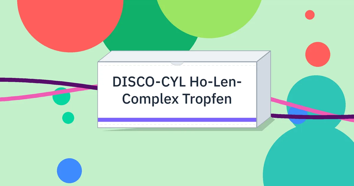 Symbolbild: Packung mit der Aufschrift DISCO-CYL Ho-Len-Complex Tropfen (PZN 02371456) – Verfügbarkeit und Bezug in Apotheken in Frankfurt am Main