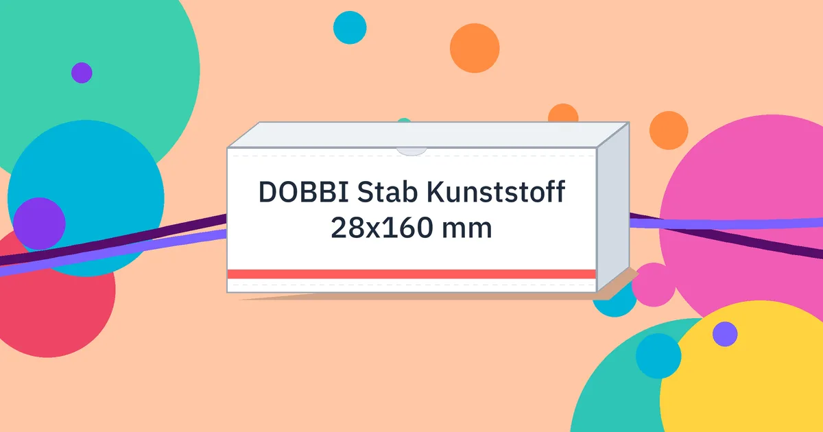 Symbolbild: Packung mit der Aufschrift DOBBI Stab Kunststoff 28x160 mm (PZN 05451960) – Verfügbarkeit und Bezug in Apotheken in Frankfurt am Main