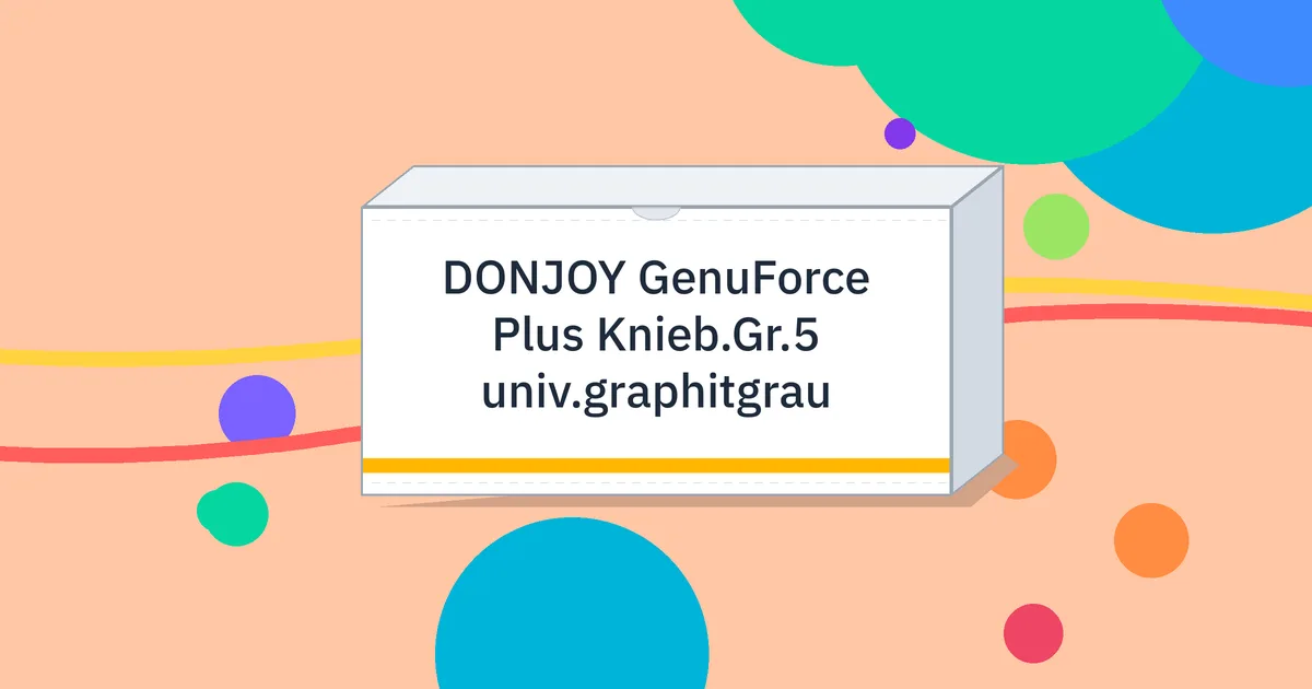 Symbolbild: Packung mit der Aufschrift DONJOY GenuForce Plus Knieb.Gr.5 univ.graphitgrau (PZN 18668744) – Verfügbarkeit und Bezug in Apotheken in Frankfurt am Main