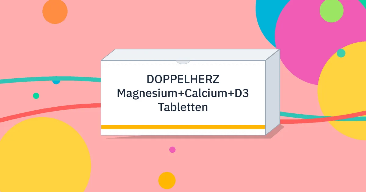 Symbolbild: Packung mit der Aufschrift DOPPELHERZ Magnesium+Calcium+D3 Tabletten (PZN 16824542) – Verfügbarkeit und Bezug in Apotheken in Frankfurt am Main
