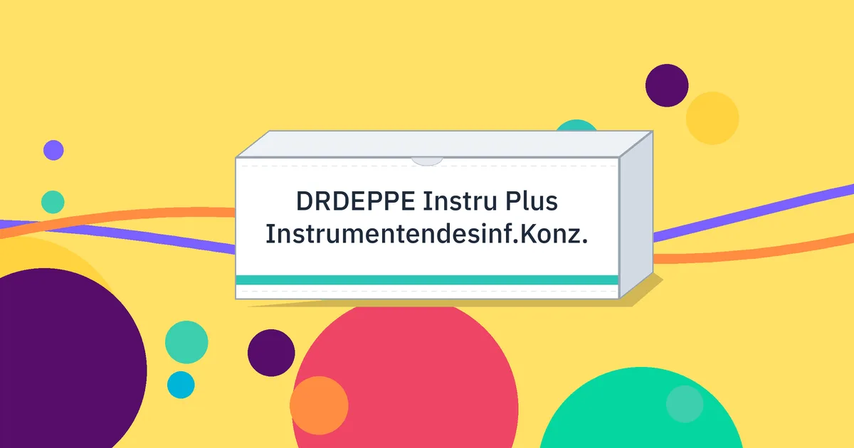 Symbolbild: Packung mit der Aufschrift DRDEPPE Instru Plus Instrumentendesinf.Konz. (PZN 18313308) – Verfügbarkeit und Bezug in Apotheken in Frankfurt am Main