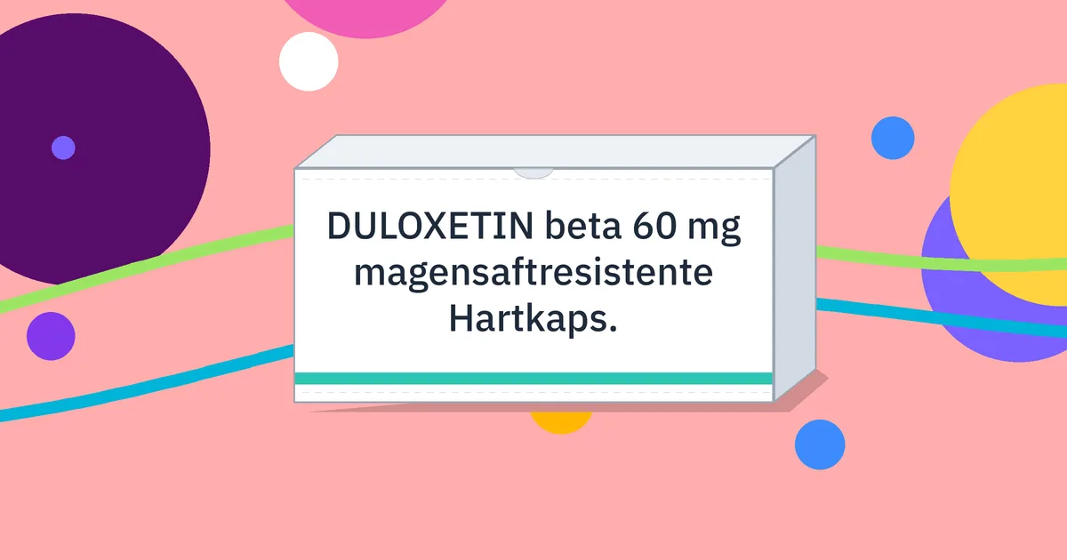 Symbolbild: Packung mit der Aufschrift DULOXETIN beta 60 mg magensaftresistente Hartkaps. (PZN 11096552) – Verfügbarkeit und Bezug in Apotheken in Frankfurt am Main