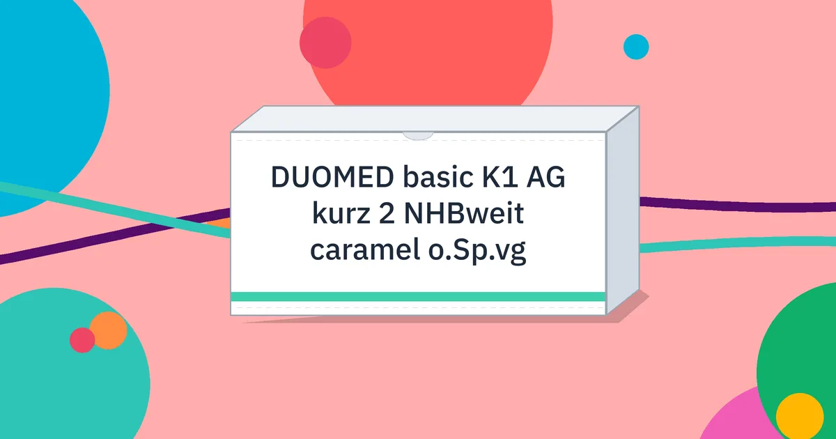 Symbolbild: Packung mit der Aufschrift DUOMED basic K1 AG kurz 2 NHBweit caramel o.Sp.vg (PZN 20904910) – Verfügbarkeit und Bezug in Apotheken in Frankfurt am Main