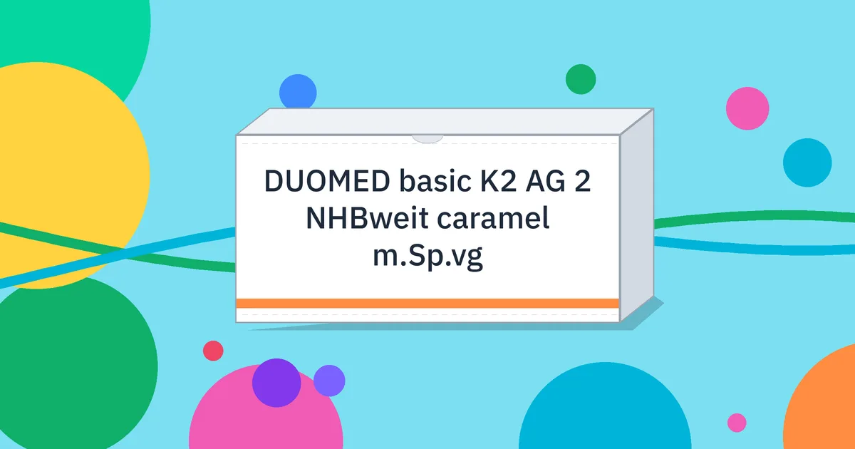 Symbolbild: Packung mit der Aufschrift DUOMED basic K2 AG 2 NHBweit caramel m.Sp.vg (PZN 20909066) – Verfügbarkeit und Bezug in Apotheken in Frankfurt am Main