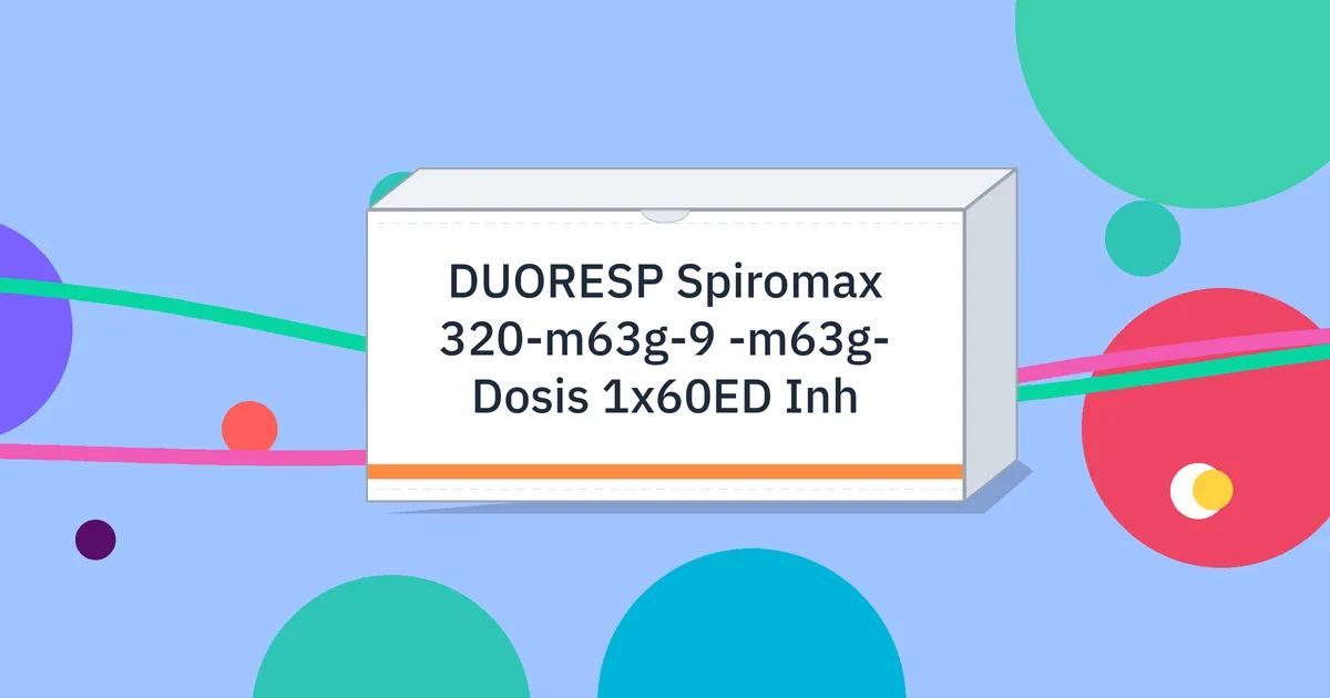 Symbolbild: Packung mit der Aufschrift DUORESP Spiromax 320-m63g-9 -m63g-Dosis 1x60ED Inh (PZN 11054507) – Verfügbarkeit und Bezug in Apotheken in Frankfurt am Main