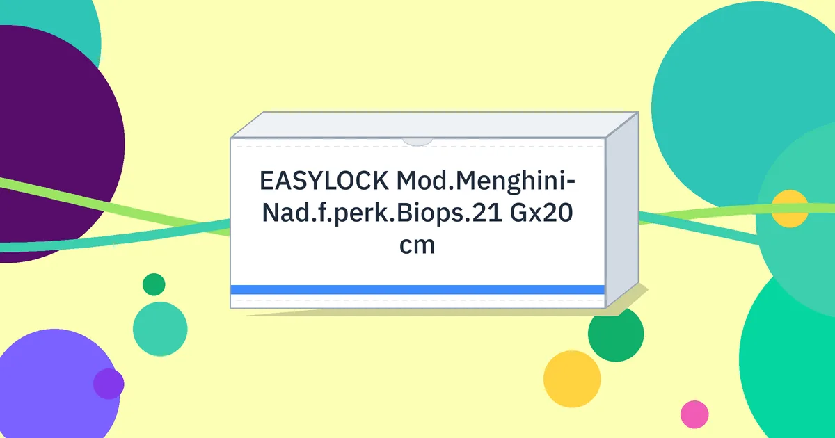 Symbolbild: Packung mit der Aufschrift EASYLOCK Mod.Menghini-Nad.f.perk.Biops.21 Gx20 cm (PZN 16362432) – Verfügbarkeit und Bezug in Apotheken in Frankfurt am Main