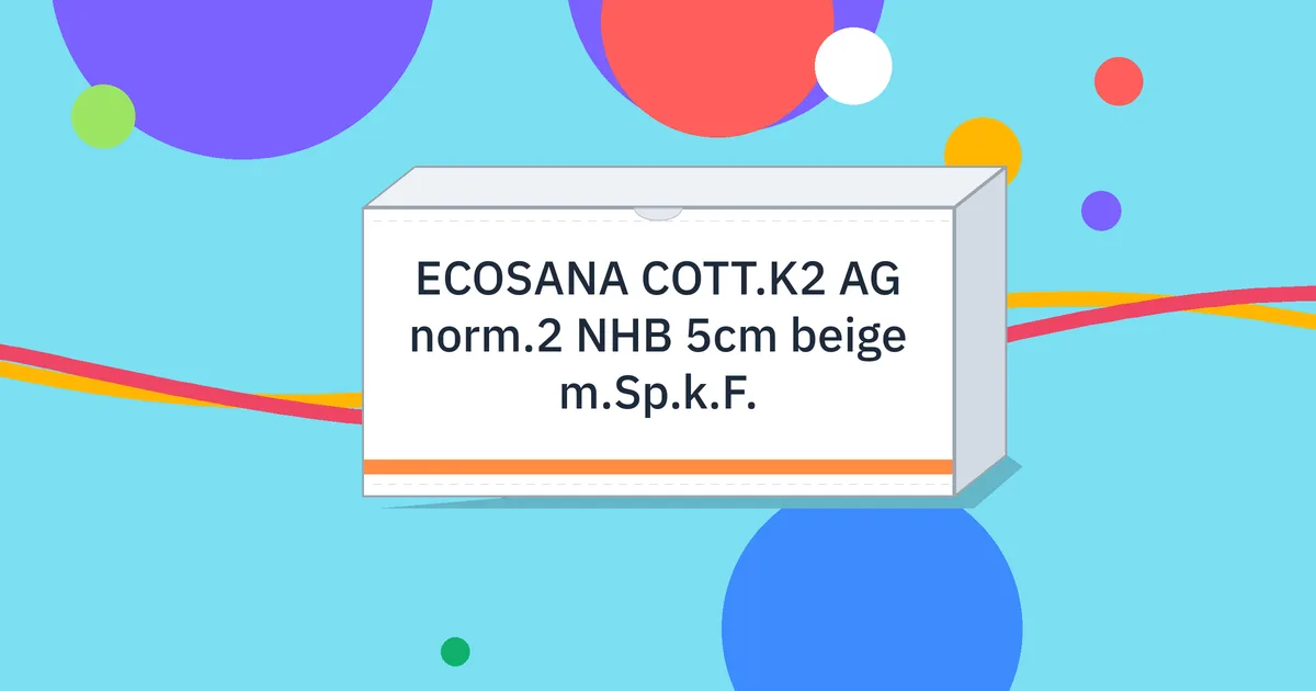 Symbolbild: Packung mit der Aufschrift ECOSANA COTT.K2 AG norm.2 NHB 5cm beige m.Sp.k.F. (PZN 16948994) – Verfügbarkeit und Bezug in Apotheken in Frankfurt am Main