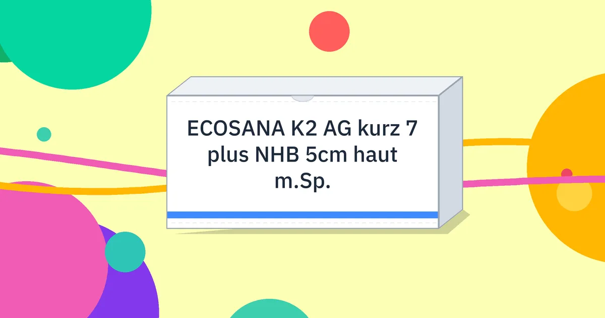 Symbolbild: Packung mit der Aufschrift ECOSANA K2 AG kurz 7 plus NHB 5cm haut m.Sp. (PZN 01534057) – Verfügbarkeit und Bezug in Apotheken in Frankfurt am Main