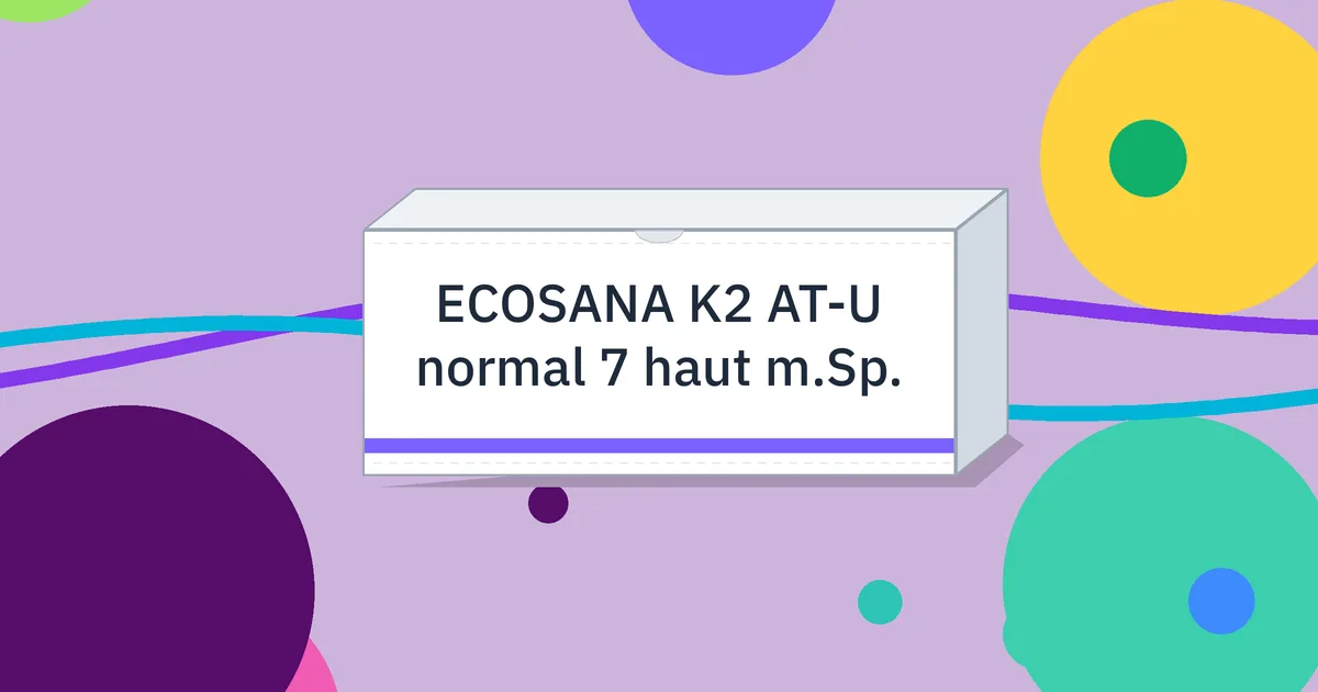 Symbolbild: Packung mit der Aufschrift ECOSANA K2 AT-U normal 7 haut m.Sp. (PZN 01598181) – Verfügbarkeit und Bezug in Apotheken in Frankfurt am Main
