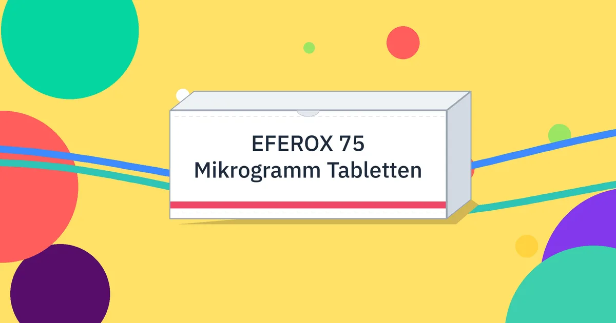 Symbolbild: Packung mit der Aufschrift EFEROX 75 Mikrogramm Tabletten (PZN 04315083) – Verfügbarkeit und Bezug in Apotheken in Frankfurt am Main