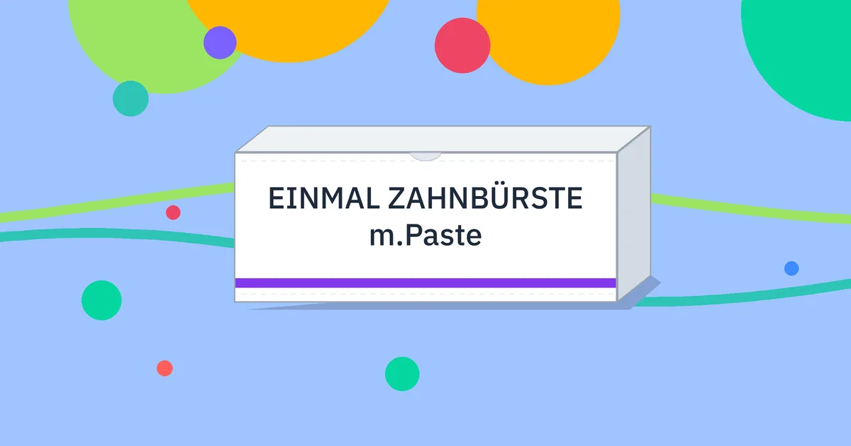 Symbolbild: Packung mit der Aufschrift EINMAL ZAHNBÜRSTE m.Paste (PZN 07485584) – Verfügbarkeit und Bezug in Apotheken in Frankfurt am Main