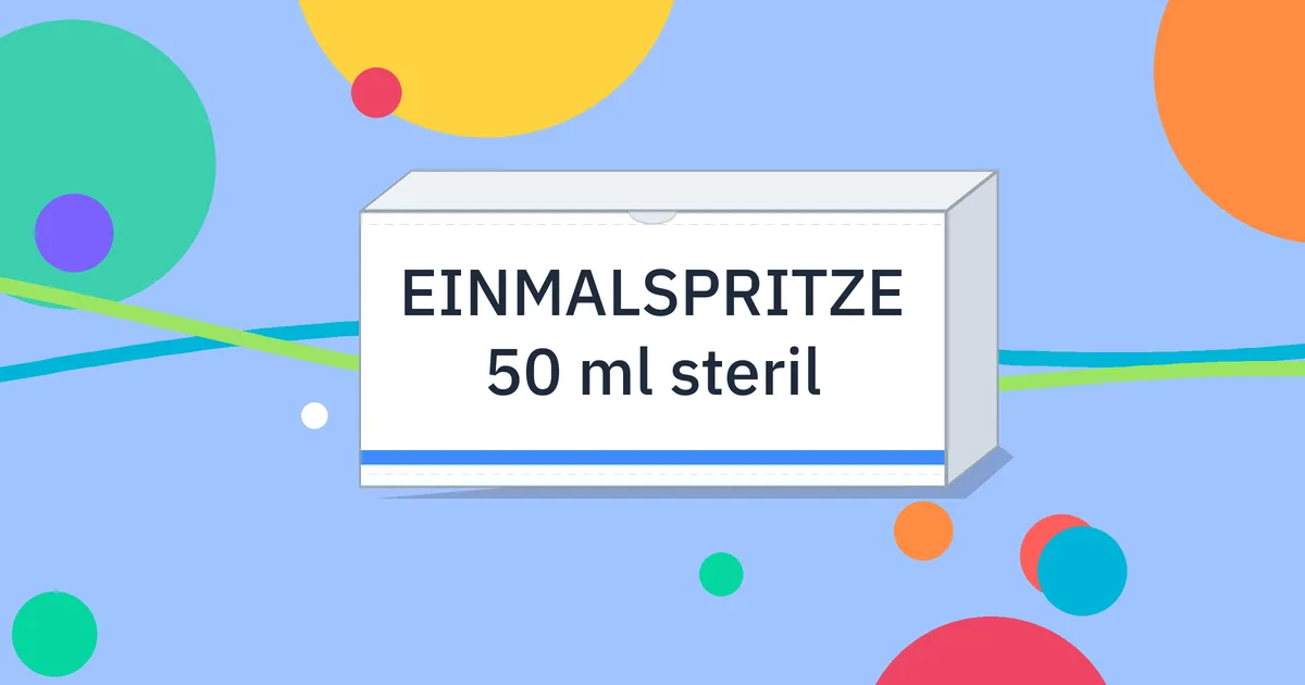 Symbolbild: Packung mit der Aufschrift EINMALSPRITZE 50 ml steril (PZN 00987503) – Verfügbarkeit und Bezug in Apotheken in Frankfurt am Main