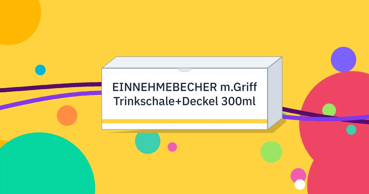 Symbolbild: Packung mit der Aufschrift EINNEHMEBECHER m.Griff Trinkschale+Deckel 300ml (PZN 01797124) – Verfügbarkeit und Bezug in Apotheken in Frankfurt am Main