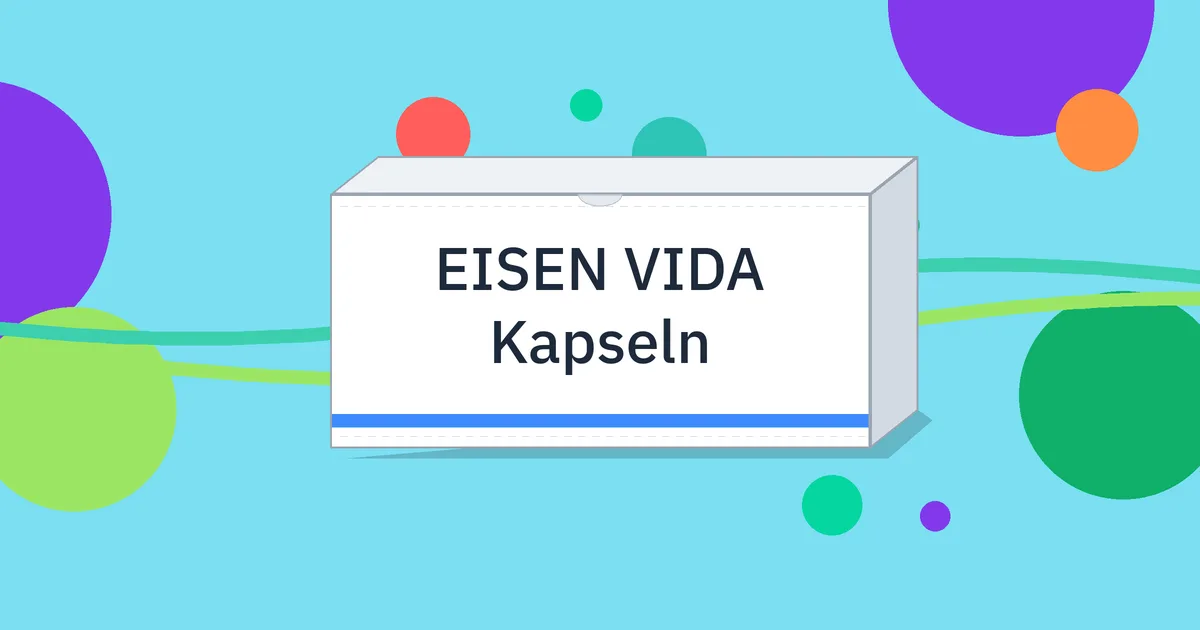 Symbolbild: Packung mit der Aufschrift EISEN VIDA Kapseln (PZN 16206146) – Verfügbarkeit und Bezug in Apotheken in Frankfurt am Main