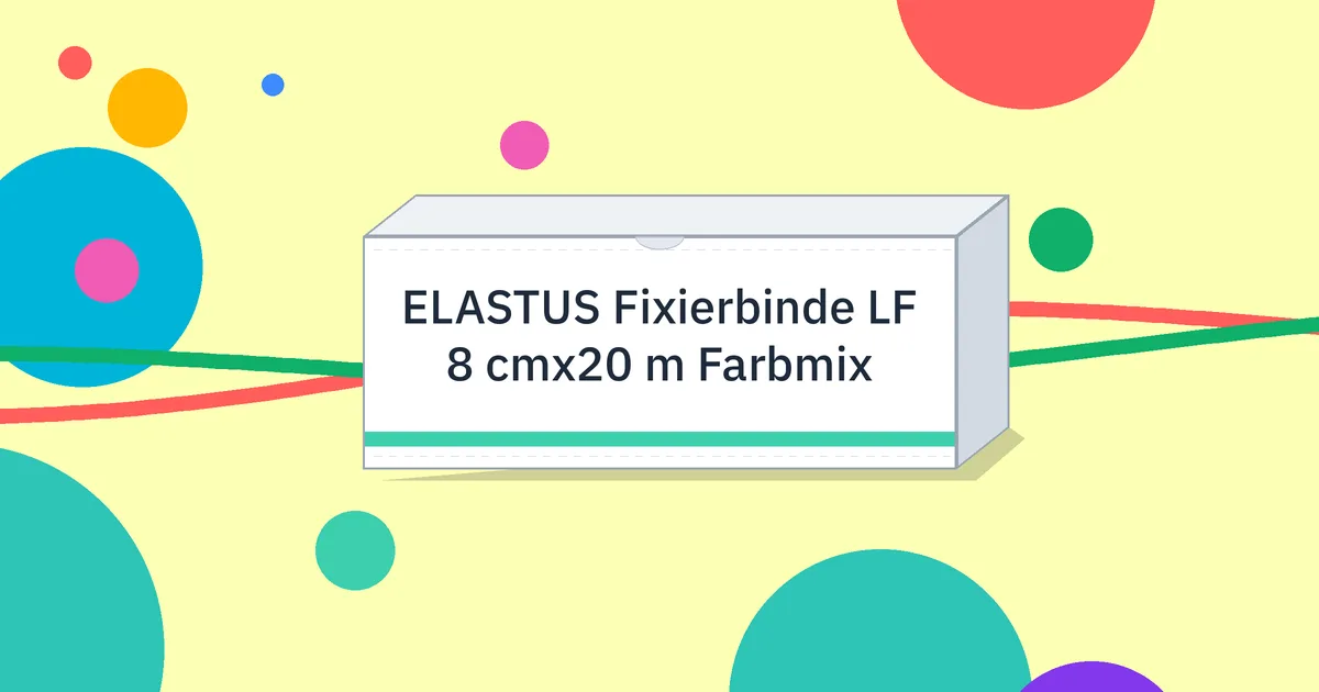 Symbolbild: Packung mit der Aufschrift ELASTUS Fixierbinde LF 8 cmx20 m Farbmix (PZN 12855304) – Verfügbarkeit und Bezug in Apotheken in Frankfurt am Main