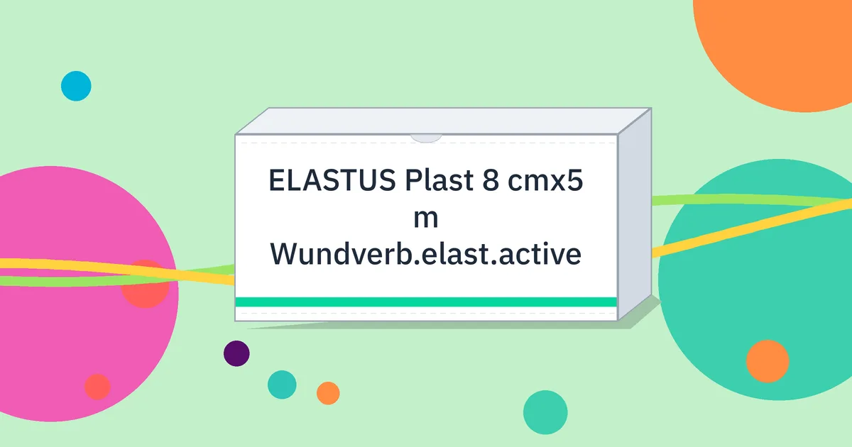 Symbolbild: Packung mit der Aufschrift ELASTUS Plast 8 cmx5 m Wundverb.elast.active (PZN 01312405) – Verfügbarkeit und Bezug in Apotheken in Frankfurt am Main