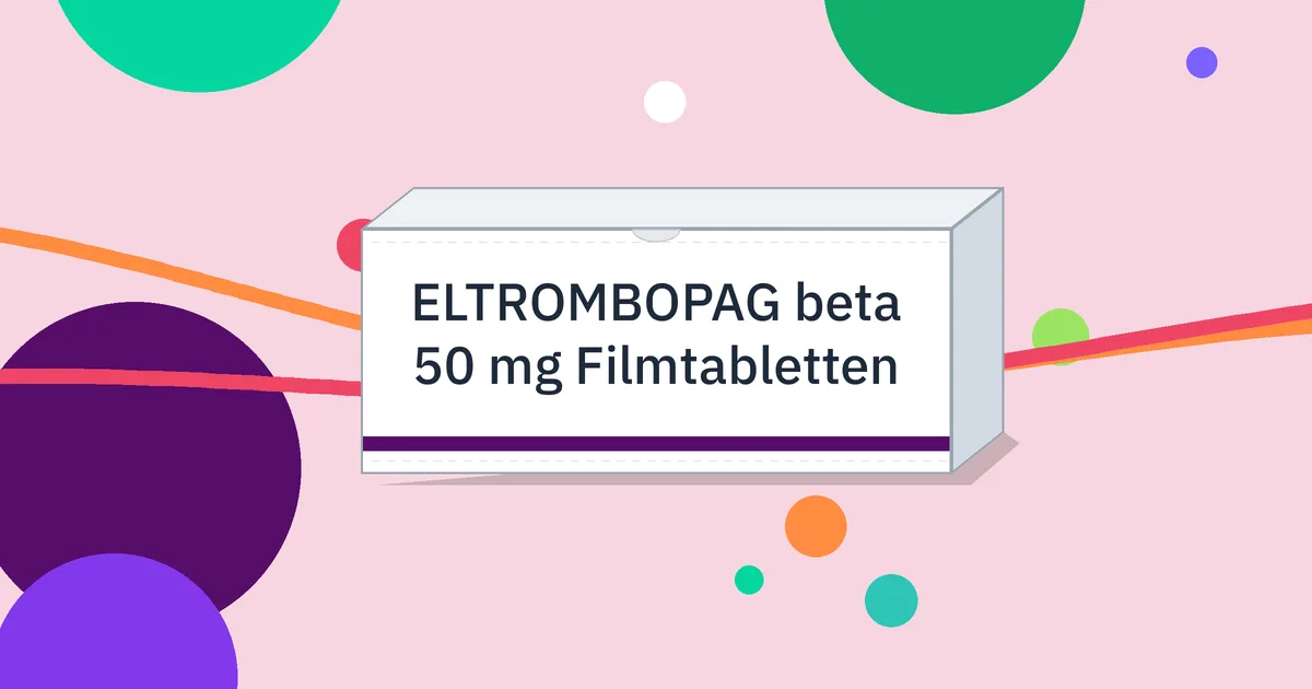Symbolbild: Packung mit der Aufschrift ELTROMBOPAG beta 50 mg Filmtabletten (PZN 19181553) – Verfügbarkeit und Bezug in Apotheken in Frankfurt am Main
