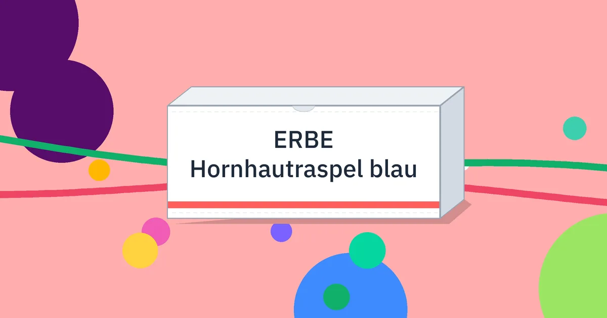 Symbolbild: Packung mit der Aufschrift ERBE Hornhautraspel blau (PZN 15887262) – Verfügbarkeit und Bezug in Apotheken in Frankfurt am Main