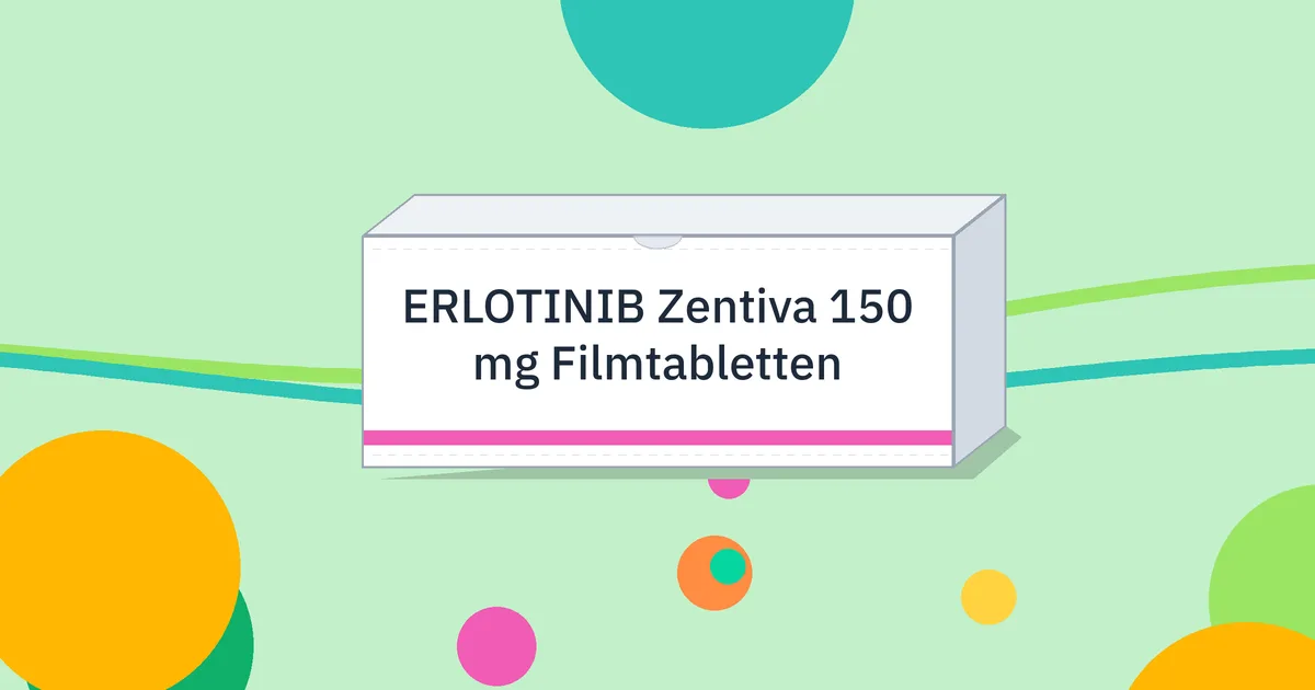Symbolbild: Packung mit der Aufschrift ERLOTINIB Zentiva 150 mg Filmtabletten (PZN 16163968) – Verfügbarkeit und Bezug in Apotheken in Frankfurt am Main