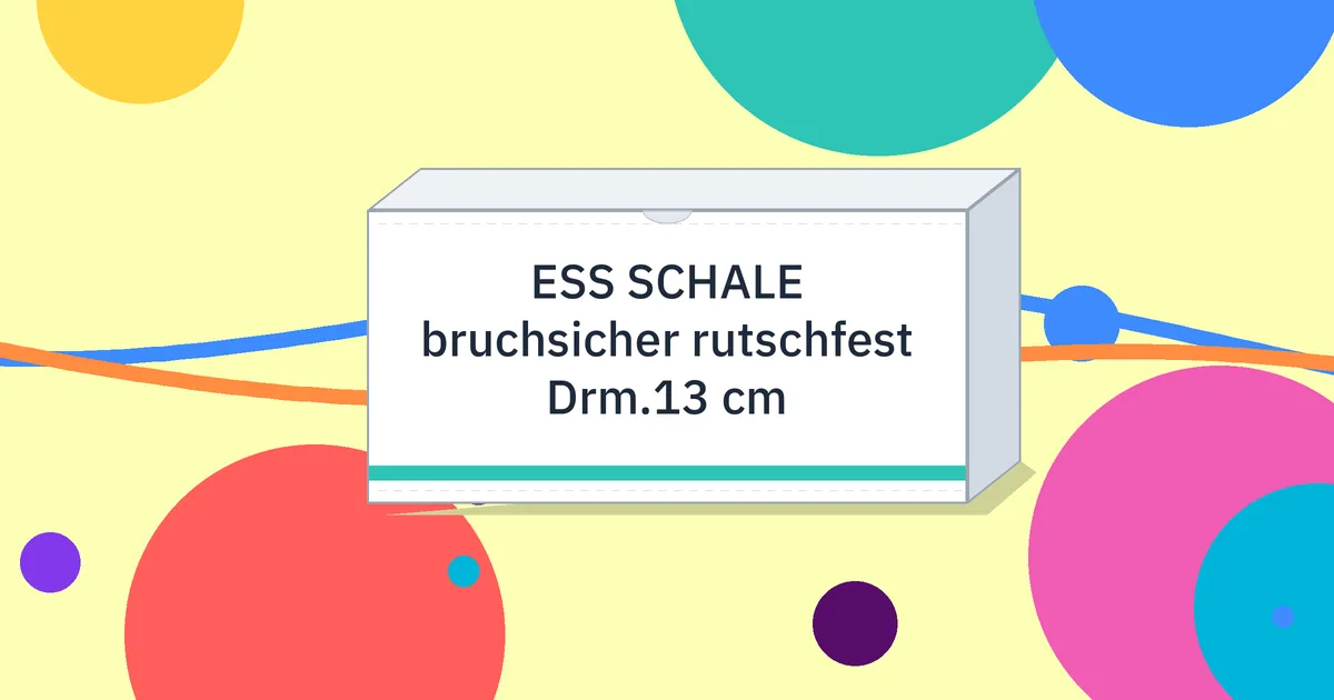 Symbolbild: Packung mit der Aufschrift ESS SCHALE bruchsicher rutschfest Drm.13 cm (PZN 08481619) – Verfügbarkeit und Bezug in Apotheken in Frankfurt am Main
