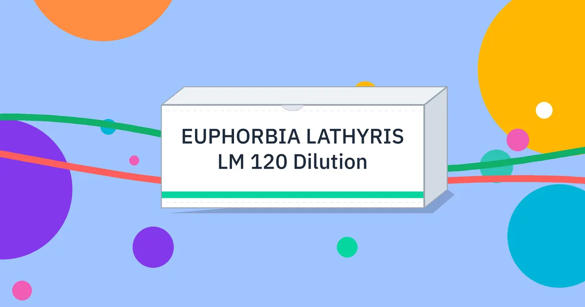 Symbolbild: Packung mit der Aufschrift EUPHORBIA LATHYRIS LM 120 Dilution (PZN 13482609) – Verfügbarkeit und Bezug in Apotheken in Frankfurt am Main