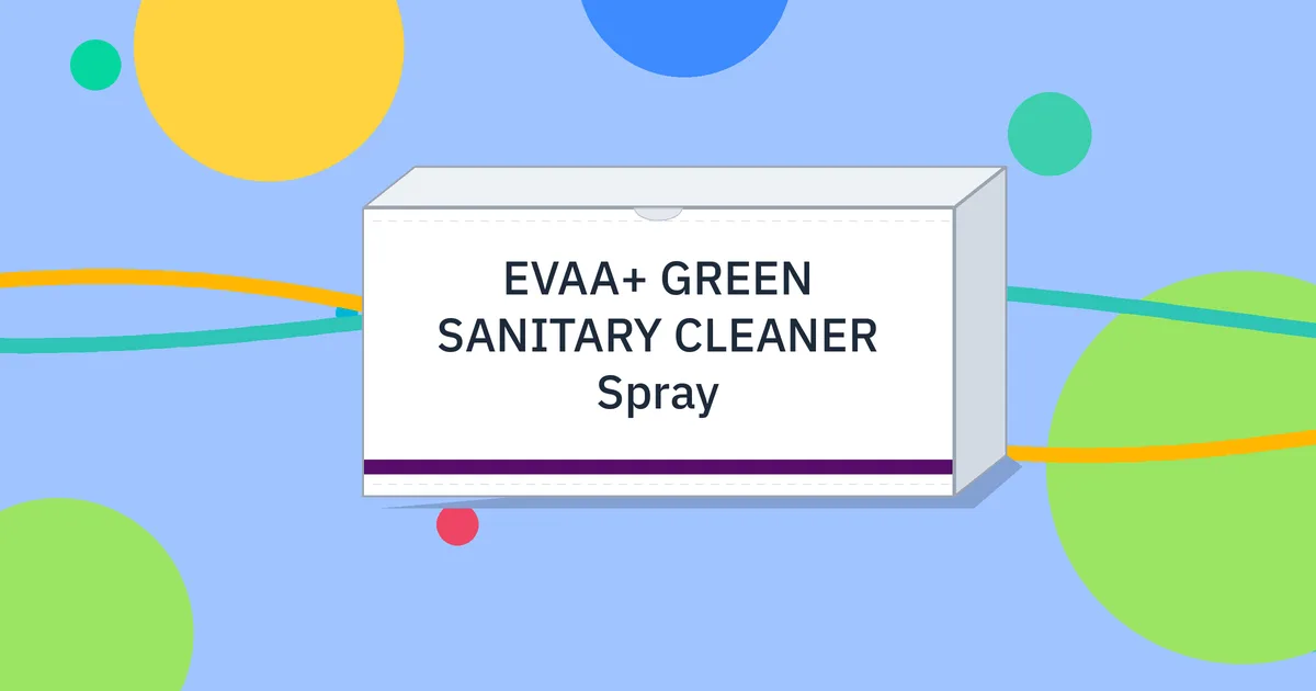 Symbolbild: Packung mit der Aufschrift EVAA+ GREEN SANITARY CLEANER Spray (PZN 18363565) – Verfügbarkeit und Bezug in Apotheken in Frankfurt am Main