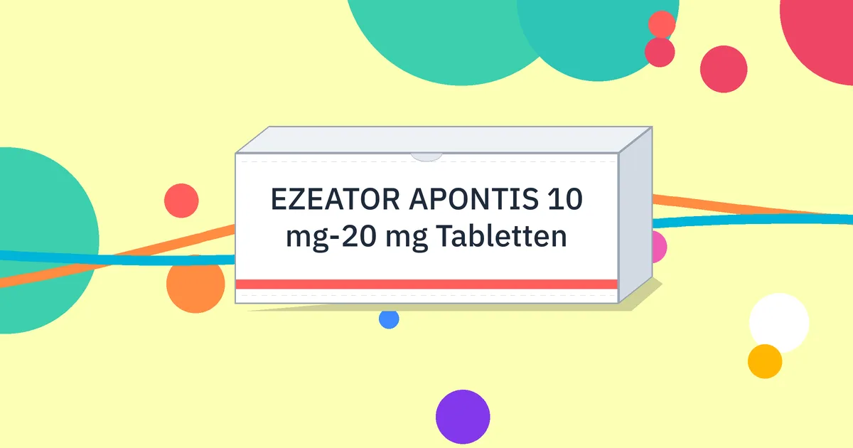 Symbolbild: Packung mit der Aufschrift EZEATOR APONTIS 10 mg-20 mg Tabletten (PZN 16774985) – Verfügbarkeit und Bezug in Apotheken in Frankfurt am Main