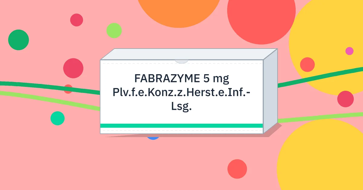 Symbolbild: Packung mit der Aufschrift FABRAZYME 5 mg Plv.f.e.Konz.z.Herst.e.Inf.-Lsg. (PZN 19873311) – Verfügbarkeit und Bezug in Apotheken in Frankfurt am Main