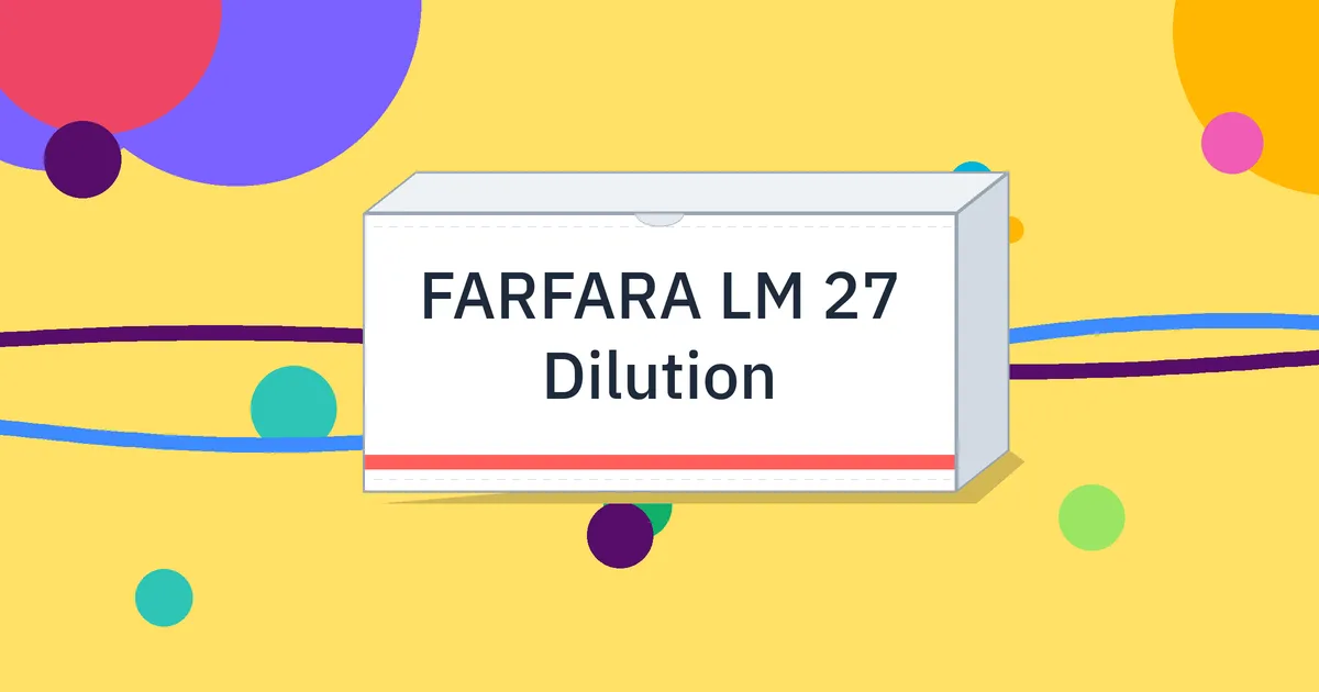Symbolbild: Packung mit der Aufschrift FARFARA LM 27 Dilution (PZN 13487587) – Verfügbarkeit und Bezug in Apotheken in Frankfurt am Main