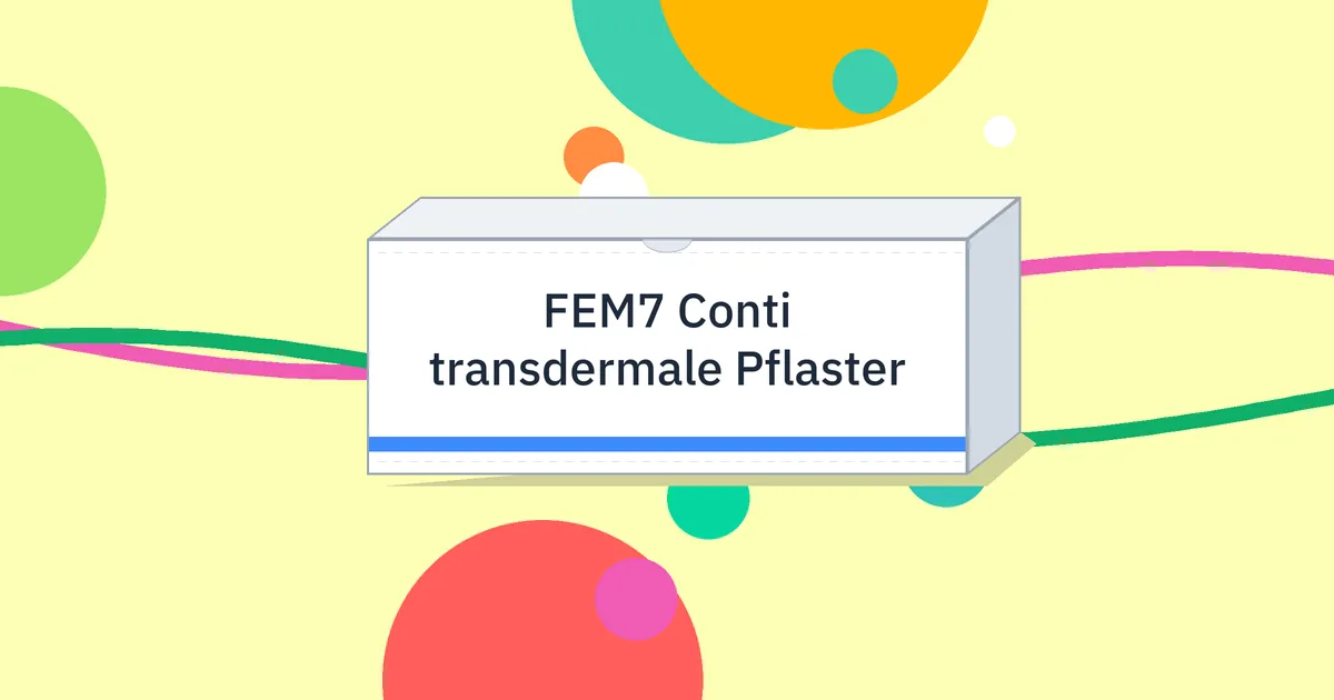 Symbolbild: Packung mit der Aufschrift FEM7 Conti transdermale Pflaster (PZN 04781721) – Verfügbarkeit und Bezug in Apotheken in Frankfurt am Main
