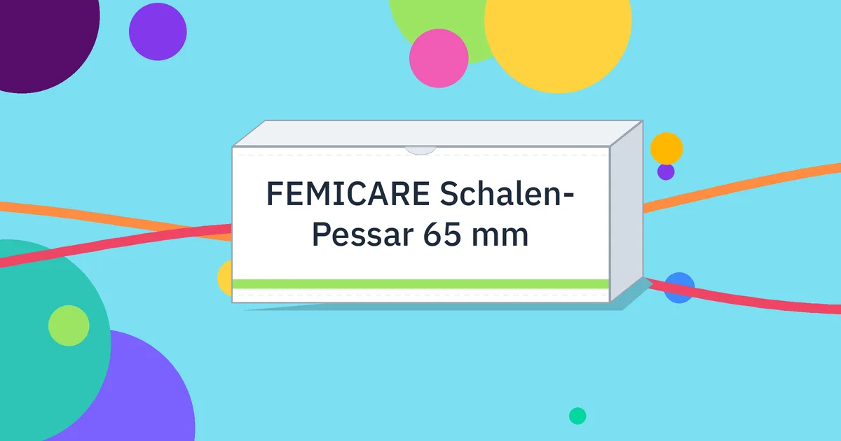 Symbolbild: Packung mit der Aufschrift FEMICARE Schalen-Pessar 65 mm (PZN 19336292) – Verfügbarkeit und Bezug in Apotheken in Frankfurt am Main