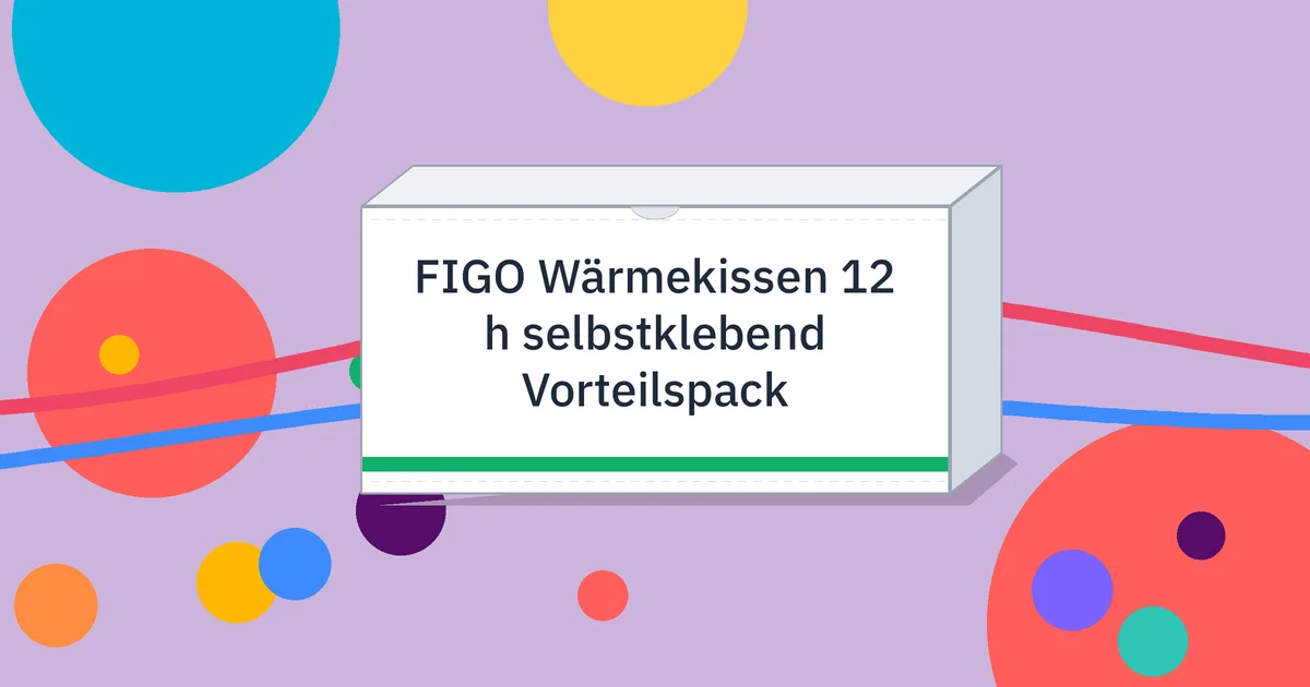 Symbolbild: Packung mit der Aufschrift FIGO Wärmekissen 12 h selbstklebend Vorteilspack (PZN 19833493) – Verfügbarkeit und Bezug in Apotheken in Frankfurt am Main