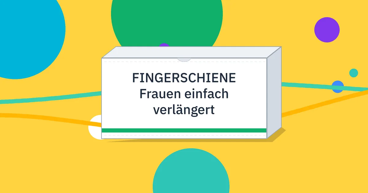 Symbolbild: Packung mit der Aufschrift FINGERSCHIENE Frauen einfach verlängert (PZN 20187561) – Verfügbarkeit und Bezug in Apotheken in Frankfurt am Main
