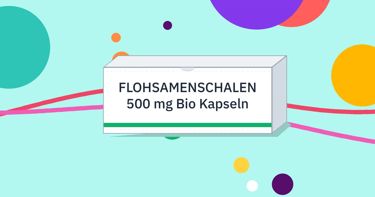 Symbolbild: Packung mit der Aufschrift FLOHSAMENSCHALEN 500 mg Bio Kapseln (PZN 19465977) – Verfügbarkeit und Bezug in Apotheken in Frankfurt am Main