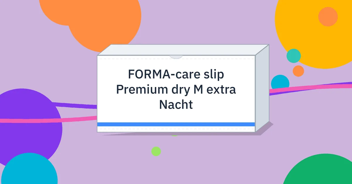 Symbolbild: Packung mit der Aufschrift FORMA-care slip Premium dry M extra Nacht (PZN 12601213) – Verfügbarkeit und Bezug in Apotheken in Frankfurt am Main