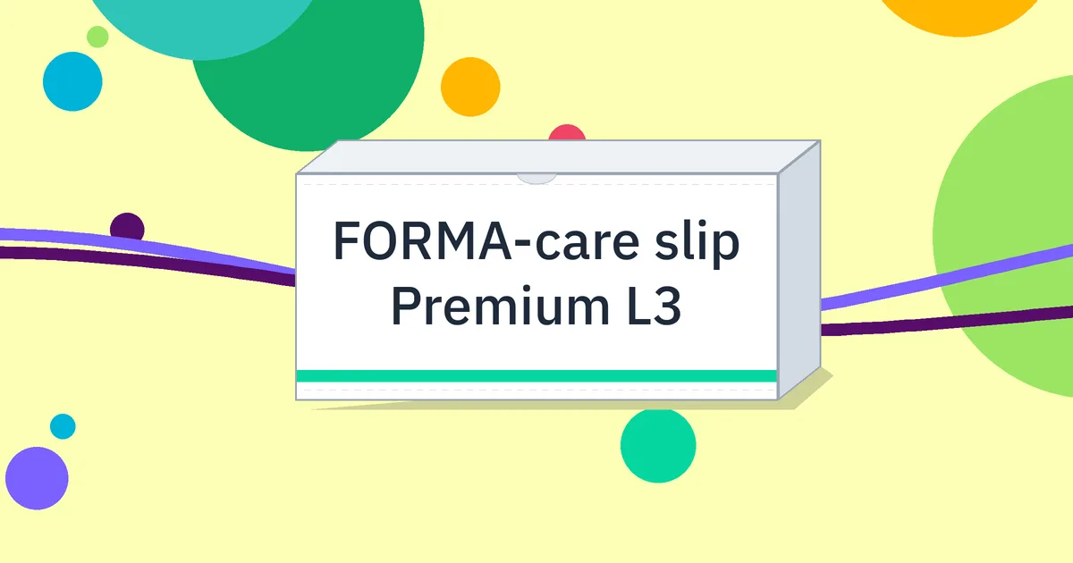 Symbolbild: Packung mit der Aufschrift FORMA-care slip Premium L3 (PZN 06411112) – Verfügbarkeit und Bezug in Apotheken in Frankfurt am Main