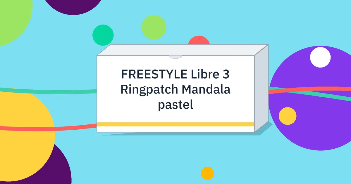 Symbolbild: Packung mit der Aufschrift FREESTYLE Libre 3 Ringpatch Mandala pastel (PZN 19865292) – Verfügbarkeit und Bezug in Apotheken in Frankfurt am Main