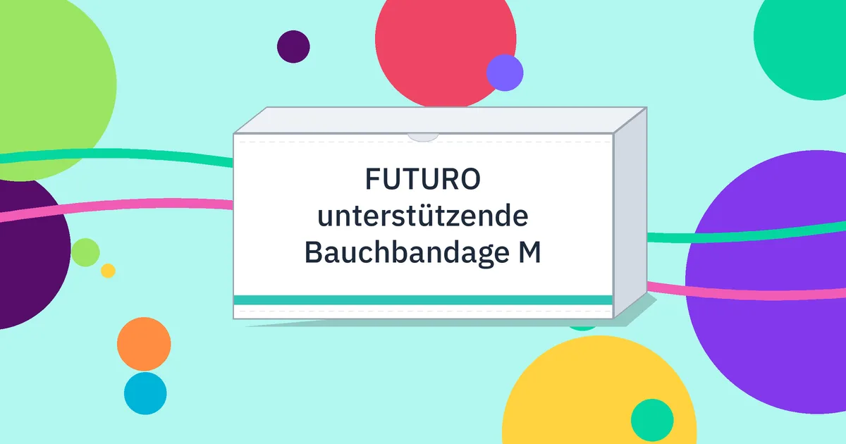 Symbolbild: Packung mit der Aufschrift FUTURO unterstützende Bauchbandage M (PZN 15817132) – Verfügbarkeit und Bezug in Apotheken in Frankfurt am Main