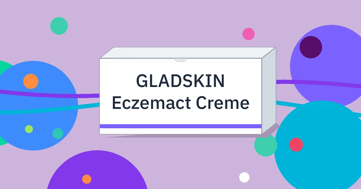 Symbolbild: Packung mit der Aufschrift GLADSKIN Eczemact Creme (PZN 18256349) – Verfügbarkeit und Bezug in Apotheken in Frankfurt am Main