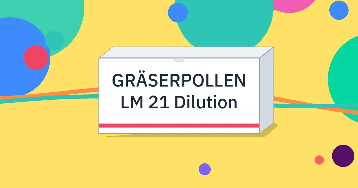 Symbolbild: Packung mit der Aufschrift GRÄSERPOLLEN LM 21 Dilution (PZN 12882264) – Verfügbarkeit und Bezug in Apotheken in Frankfurt am Main