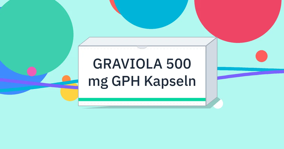 Symbolbild: Packung mit der Aufschrift GRAVIOLA 500 mg GPH Kapseln (PZN 20282644) – Verfügbarkeit und Bezug in Apotheken in Frankfurt am Main